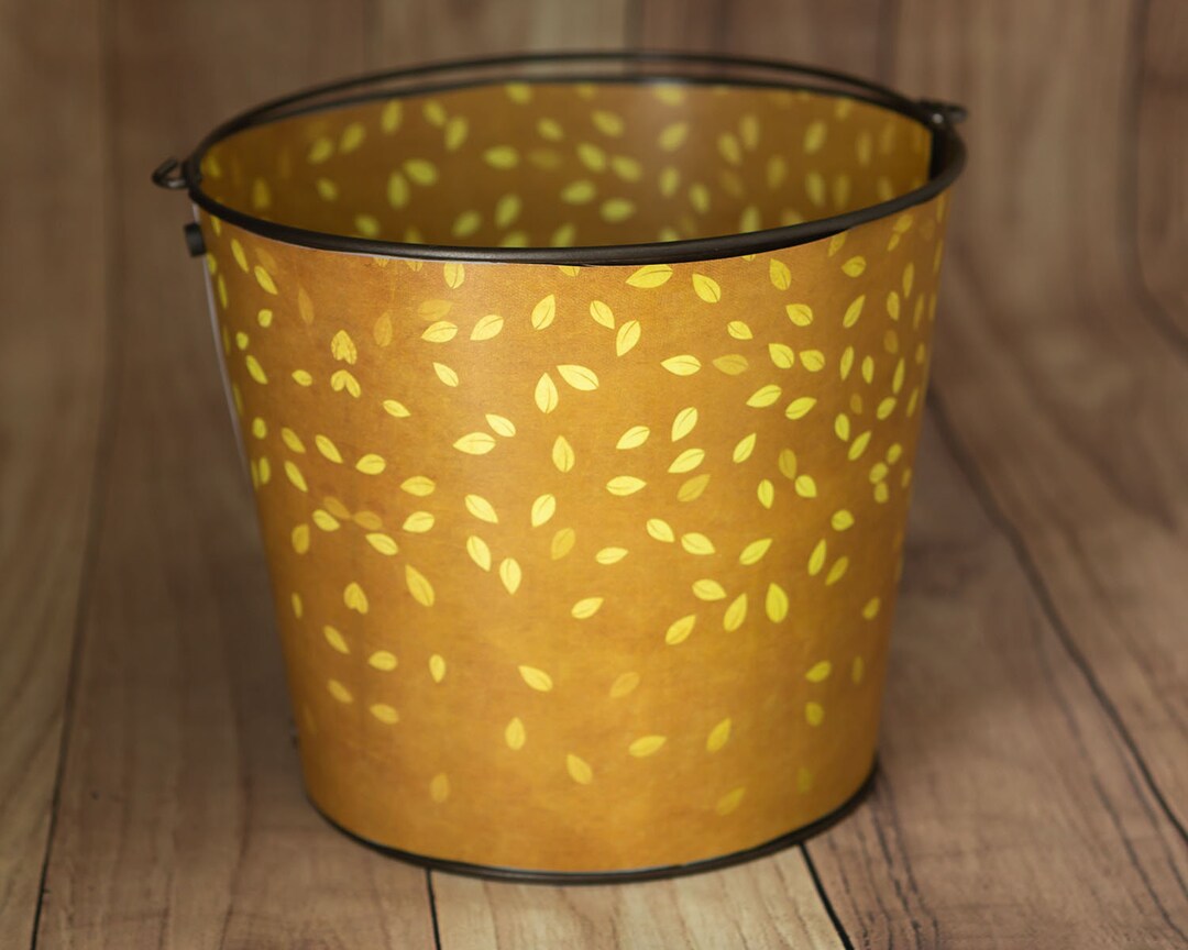 Printable Bucket Wrap, Yellow Fall Leaf on Gold Photo Prop for Newborn ...