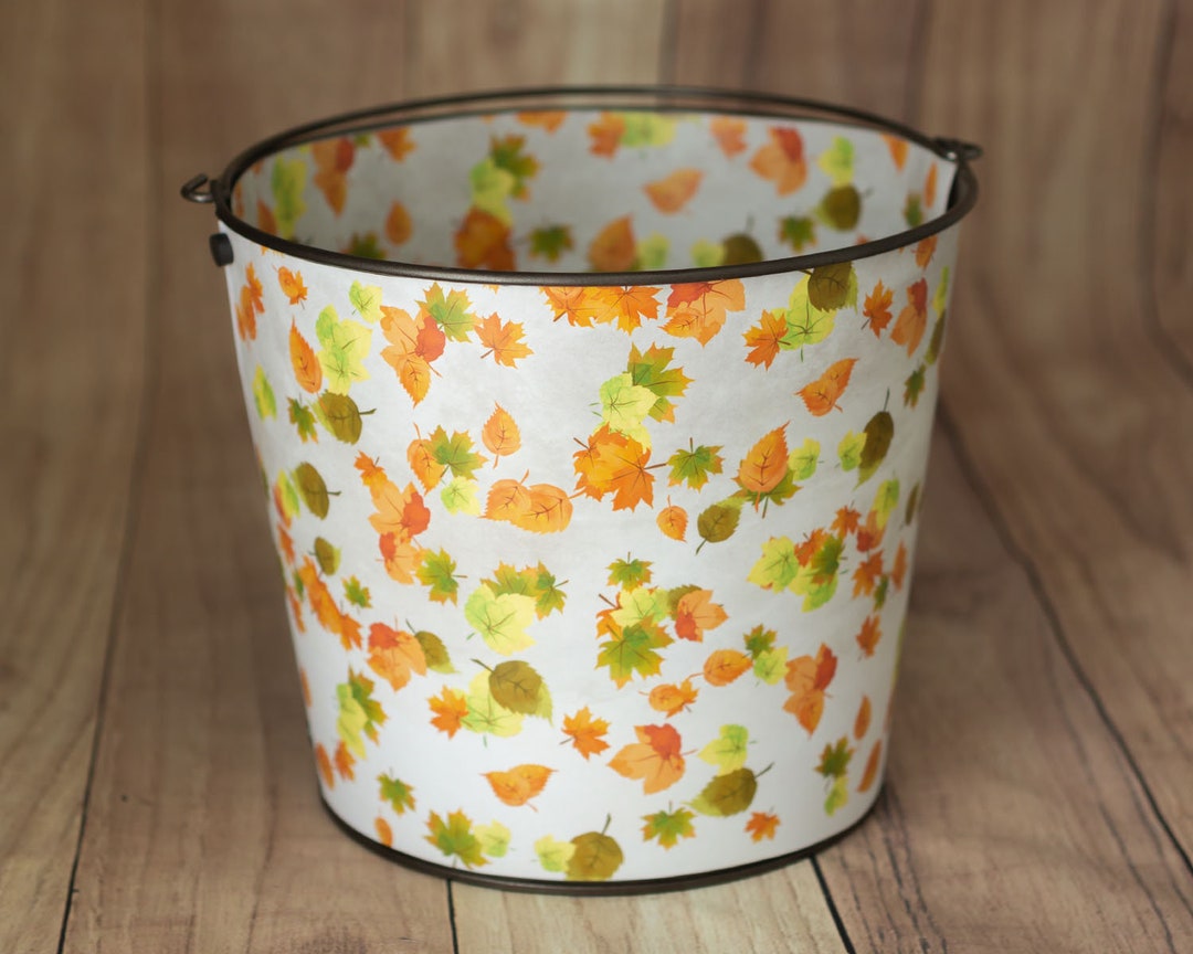 Printable Bucket Wrap, Fall Leaves on Tan Photo Prop for Newborn ...