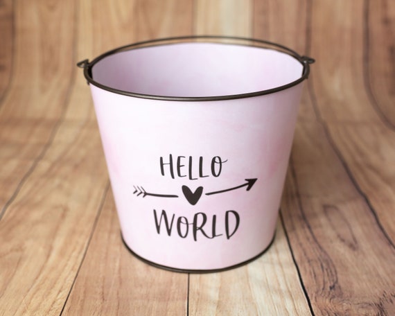 Printable Bucket Wrap Hello World Blush Pink Newborn - Etsy