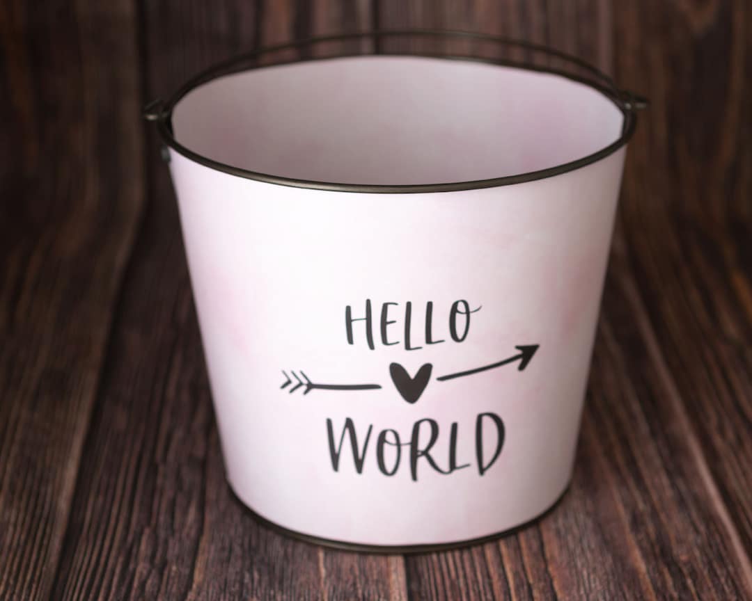 Printable Bucket Wrap Hello World Blush Pink Newborn Photography Prop ...