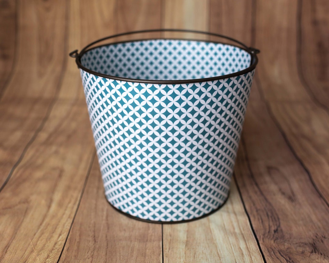 Teal Blue and Cream Pattern Printable Bucket Wrap Photo Prop for ...