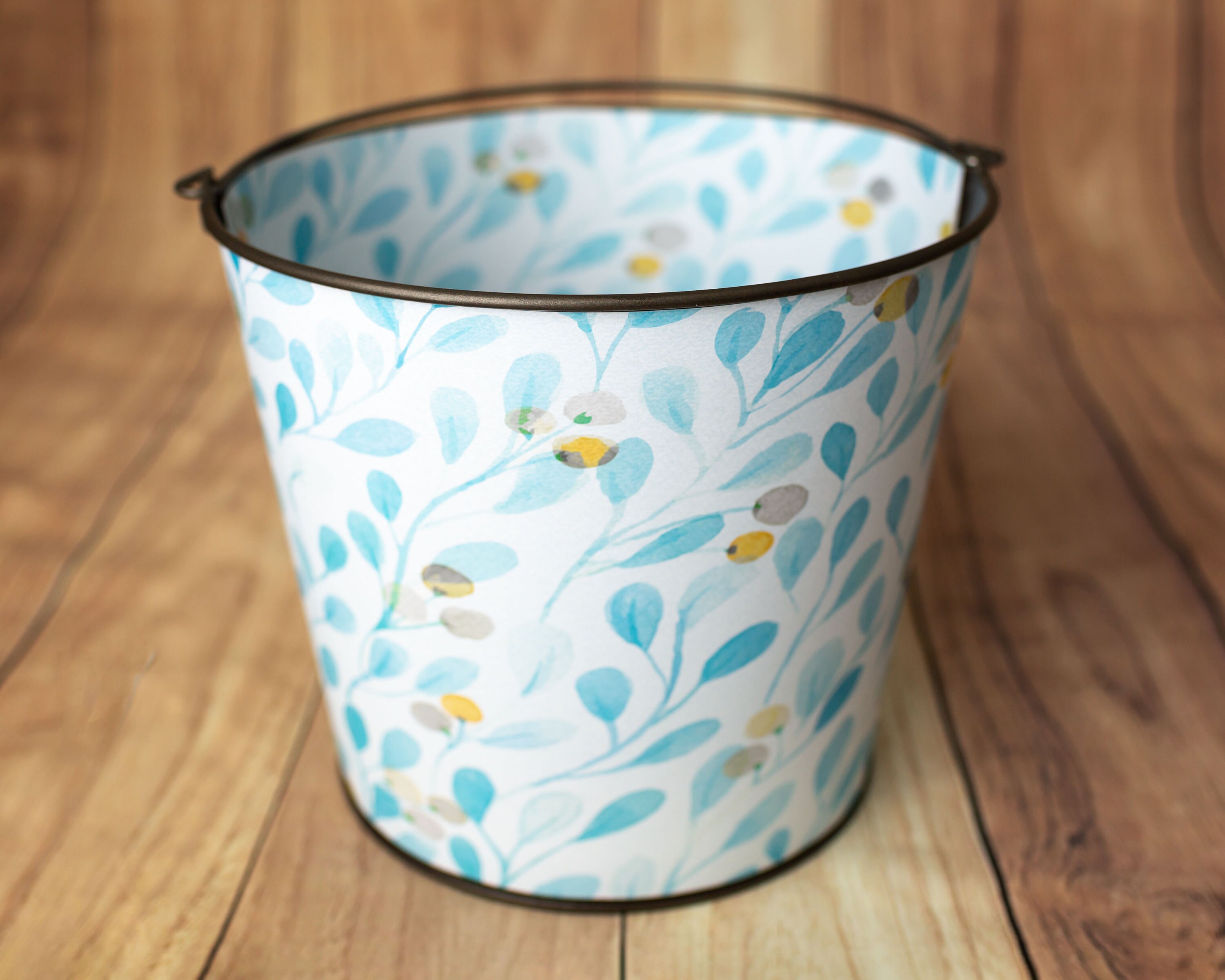 Printable Bucket Wrap Blue Leaves With Gold Berries Newborn - Etsy