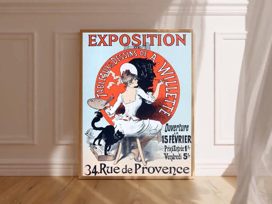 Original Vintage Poster Exhibition of Paintings Drawings by Adolphe ...