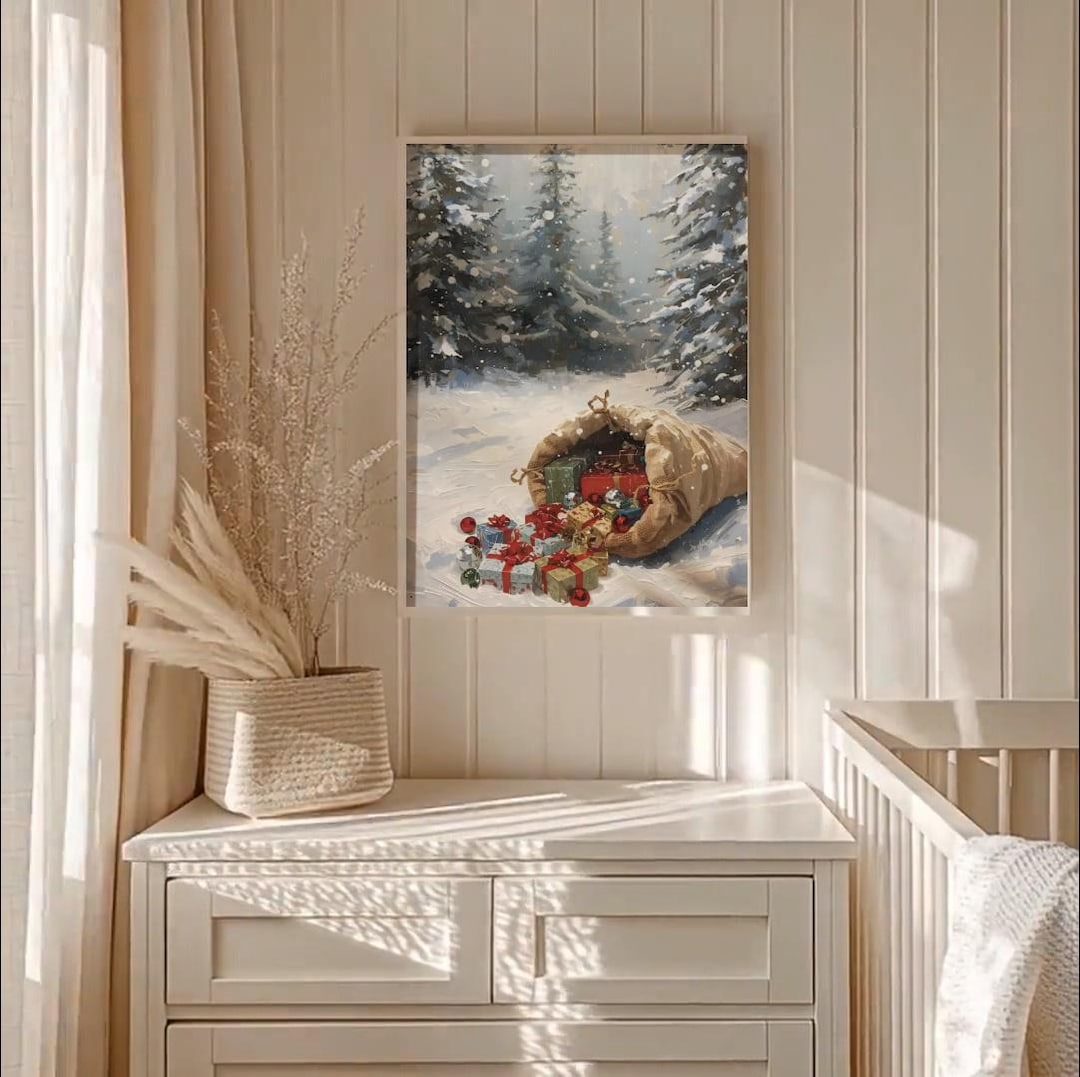 2 Vintage Christmas Posters Festive Winter Wall Art Retro Holiday Home ...