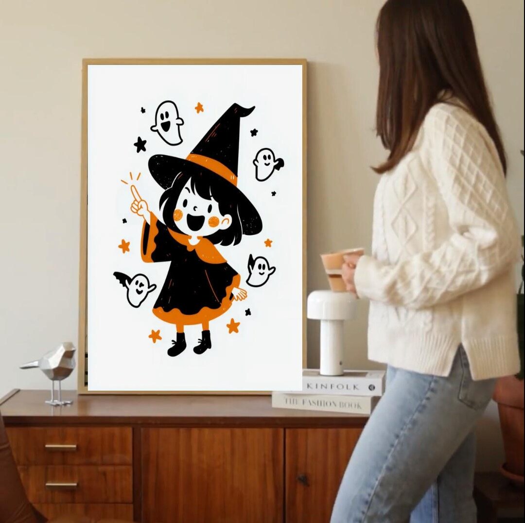 3 Printable Halloween Witch Posters Whimsical Wall Art With Little ...