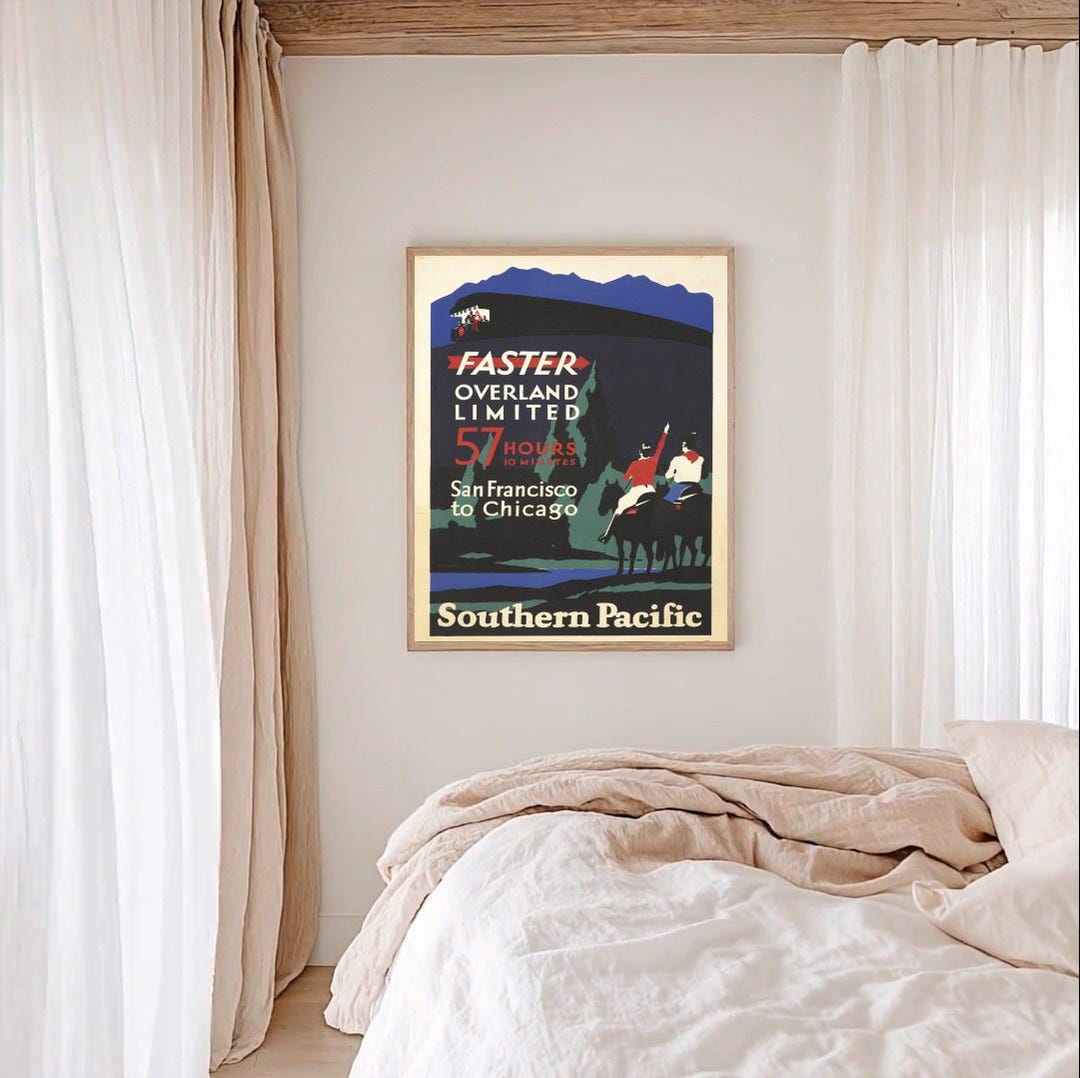 Faster Overland Vintage Travel Poster Classic Railway Art Print Retro ...