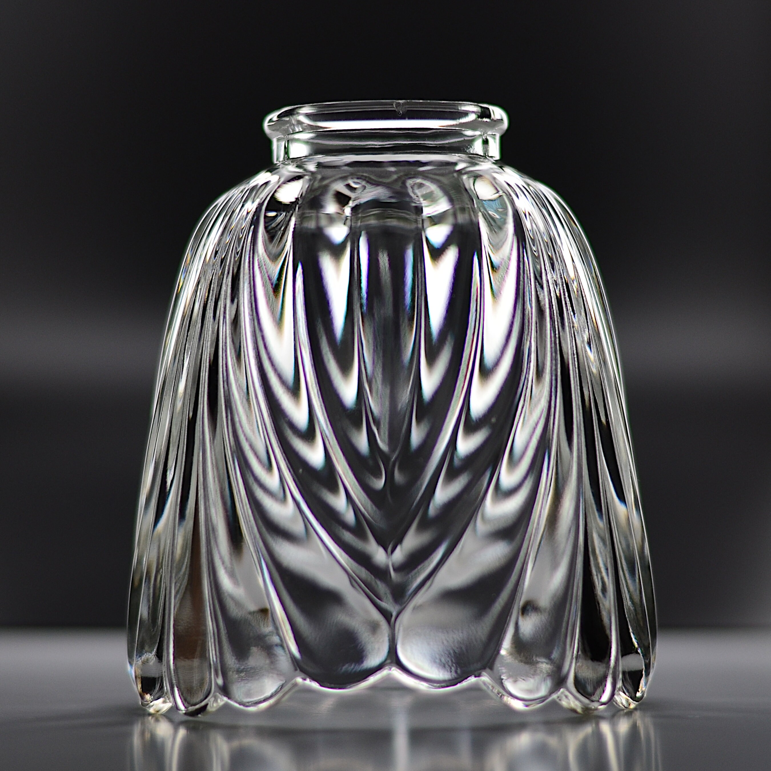 Vintage Crystal Glass Light Shade 2-1/4 Fitter, Feather Design ...
