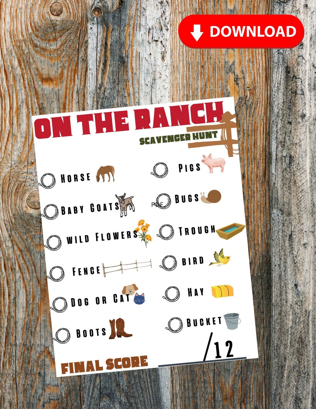 On the Ranch Scavenger Hunt (CUSTOM)/ Digital Download/ Print at Home ...