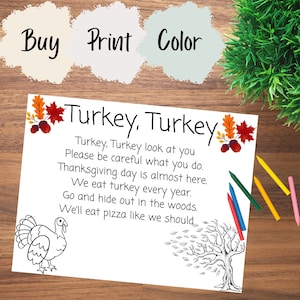 Thanksgiving Printable, Kids Crafts, Digital Download, Turkey Day ...