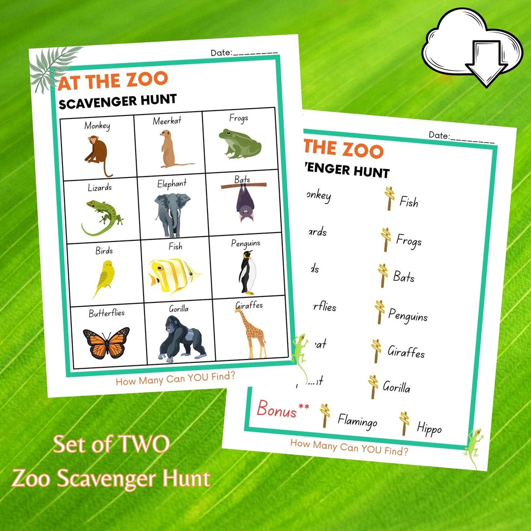 At the Zoo Scavenger Hunt, Zoo Theme, Scavenger Hunt for Kids, Summer ...