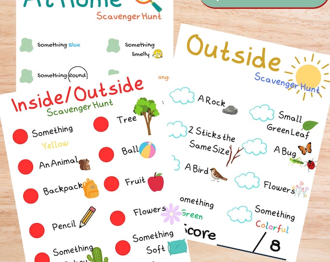 Inside and Outside Scavenger Hunt for Kids/ Digital Download/ Print at ...