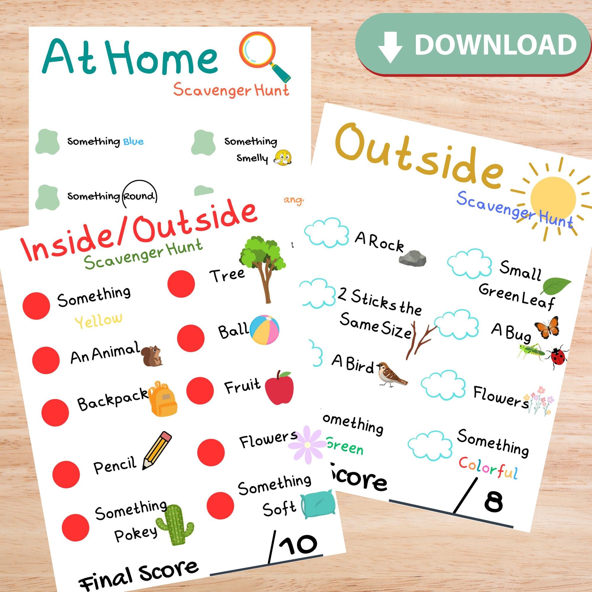 Inside and Outside Scavenger Hunt for Kids/ Digital Download/ Print at ...