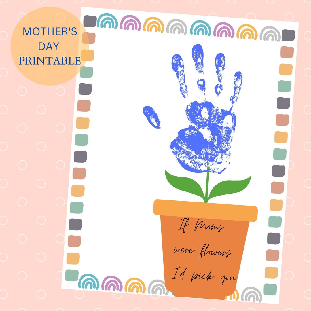 Mother's Day Printable, Kids Flower Craft for Mom, Birthday Craft for ...