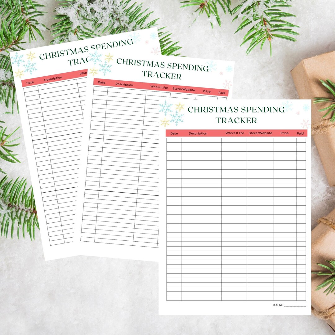 Christmas Spending Tracker, Holiday Gift Tracker, Christmas Budget ...