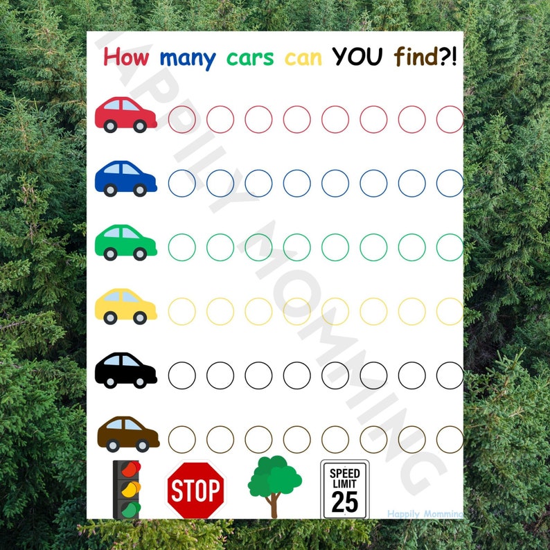Road Trip Scavenger Hunt/ Printable Set of 4/ Find the Car - Etsy