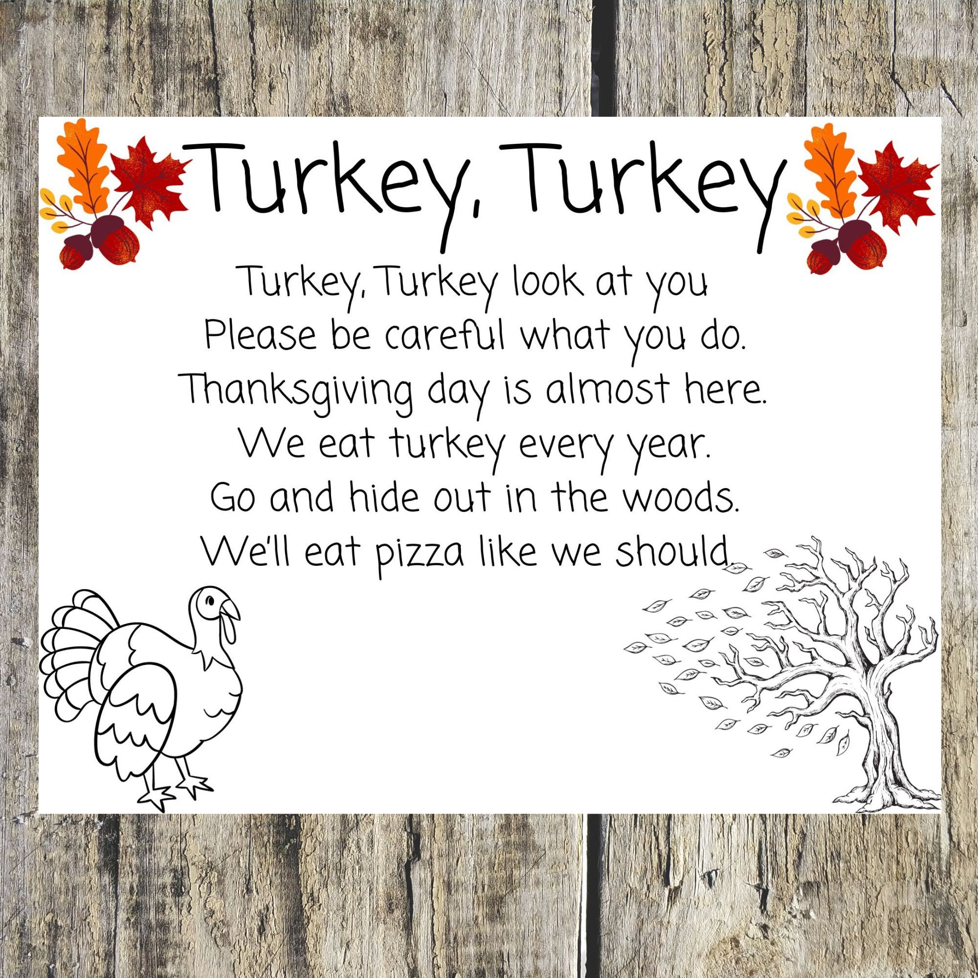 Thanksgiving Printable, Kids Crafts, Digital Download, Turkey Day ...