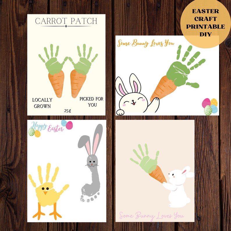 DIY Easter Kid Crafts/ Printable Handprint Footprint Art Bundle/ Gifts ...