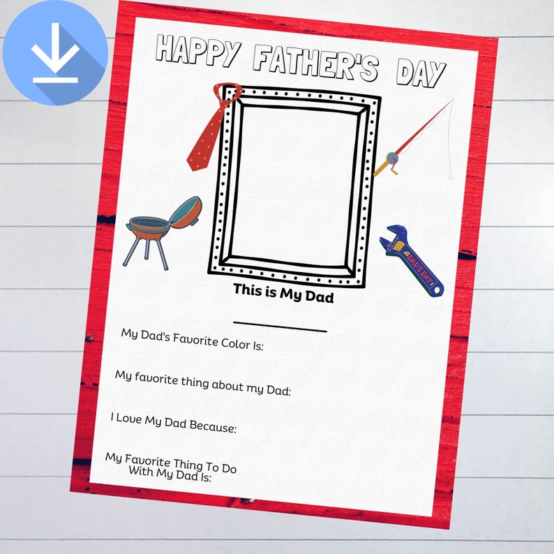 Father's Day Printable/ Craft for Kids/ Gift for Dad/ About Dad ...