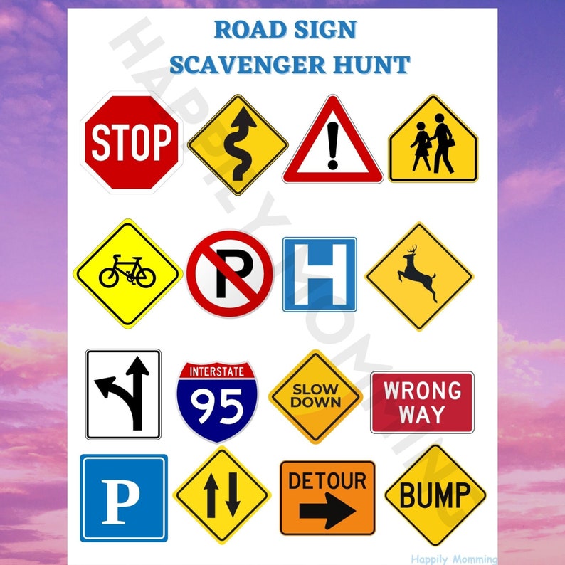 Road Trip Scavenger Hunt/ Printable Set of 4/ Find the Car - Etsy