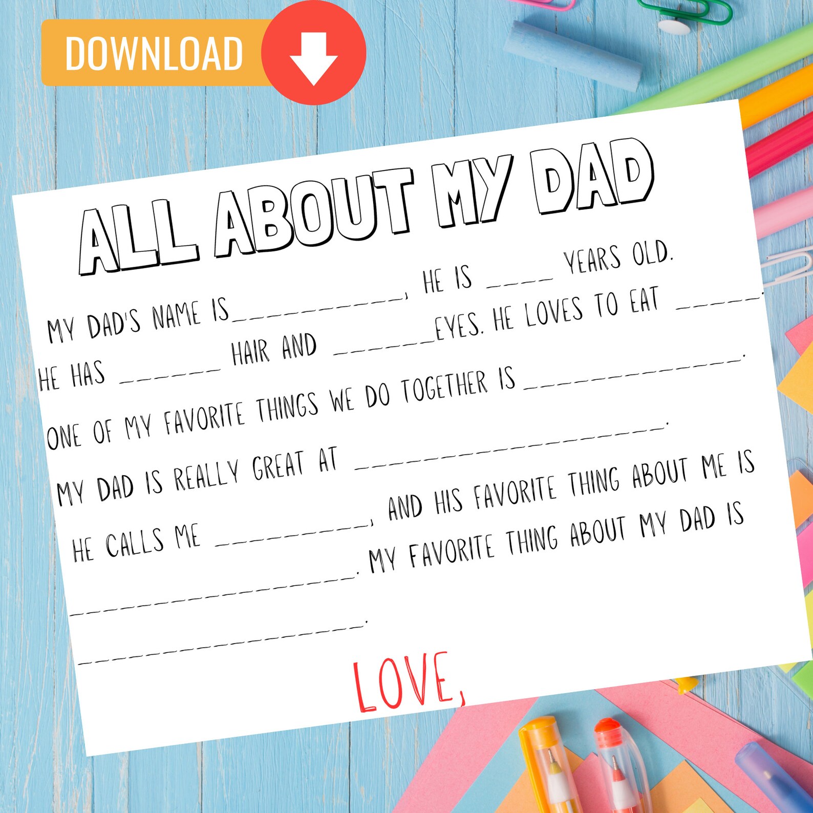 All About My Dad, Father's Day Gift, Kids Craft for Father's Day ...