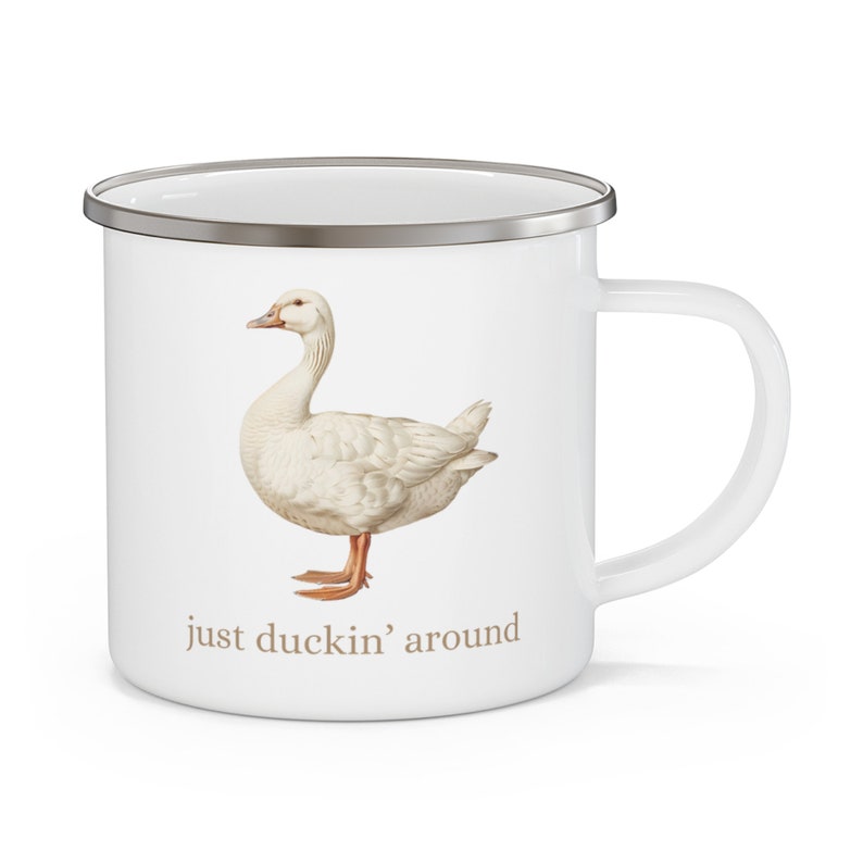 Duck Vintage Illustration Style Enamel Camping Mug Cute Funny Quirky ...
