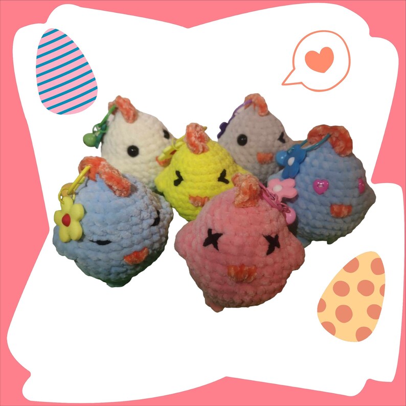 Easter Peeps Pattern ENG Easter Chicks Keychain Plushie Keychain ...
