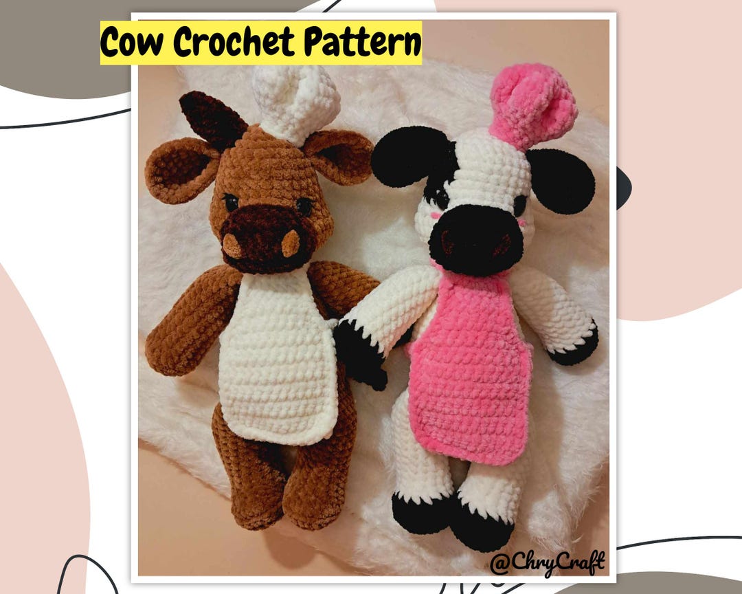Cow Crochet Pattern ENG Cow Plushie Pastry Chef Cow Amigurumi Cow ...