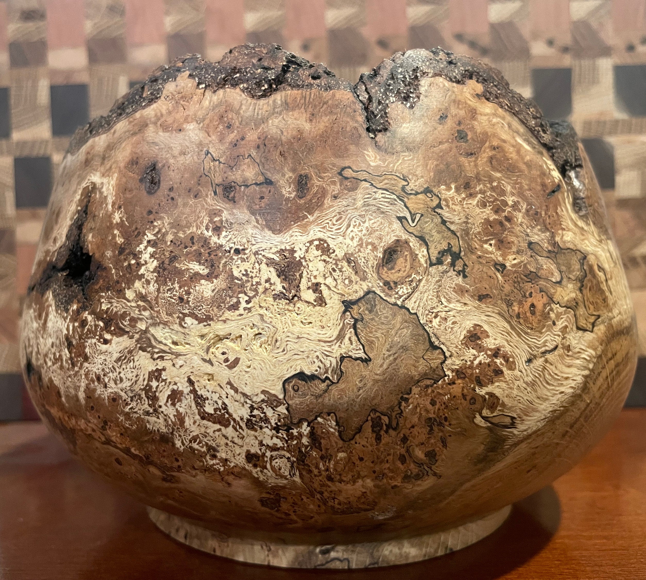 Large Red Oak Burl Wood Bowl Live Edge Hand Turned on Lathe - Etsy