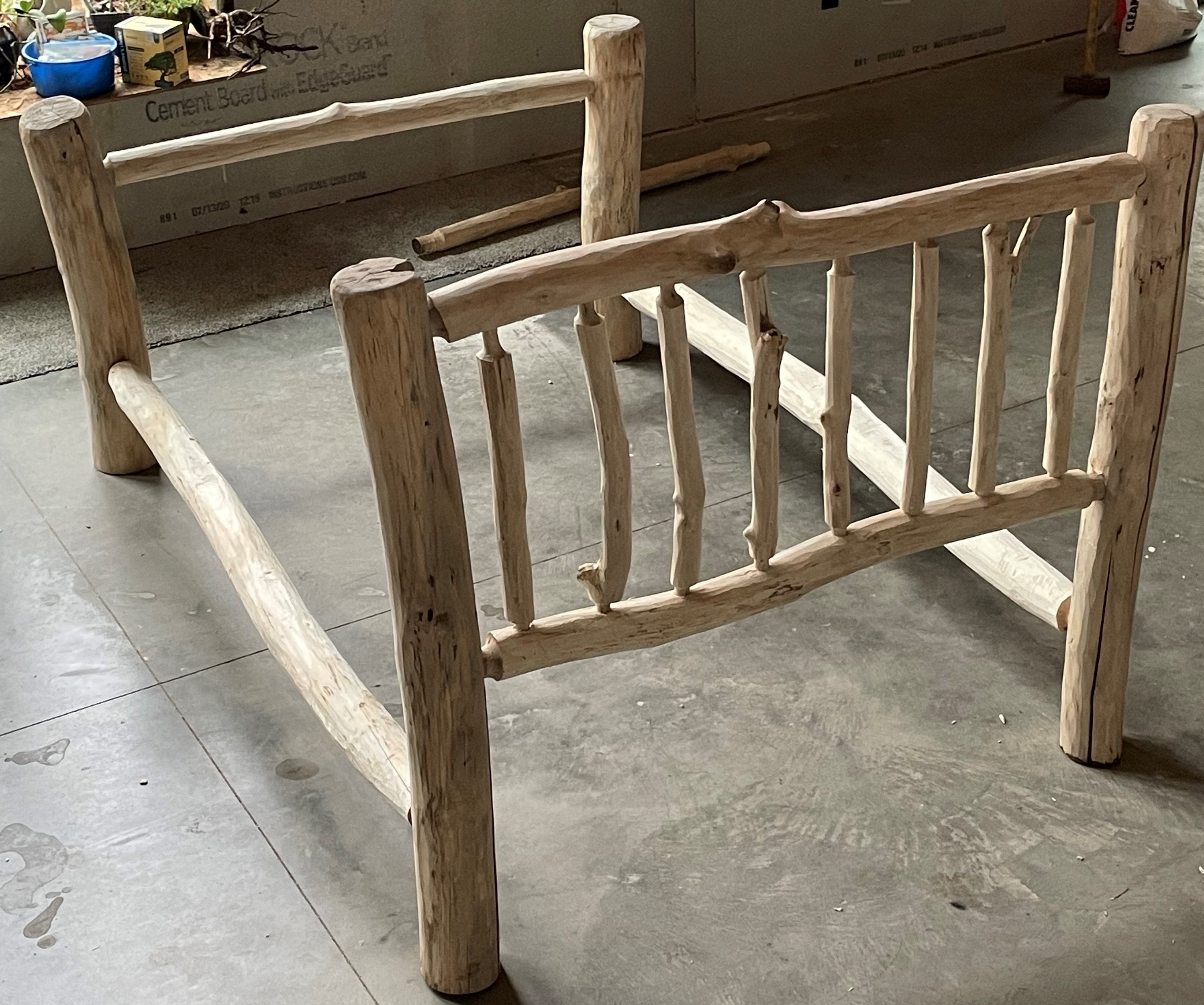 Log Bed Frame Carved Maple Tree Hobbit Dwarf Rustic Timber Outdoor ...