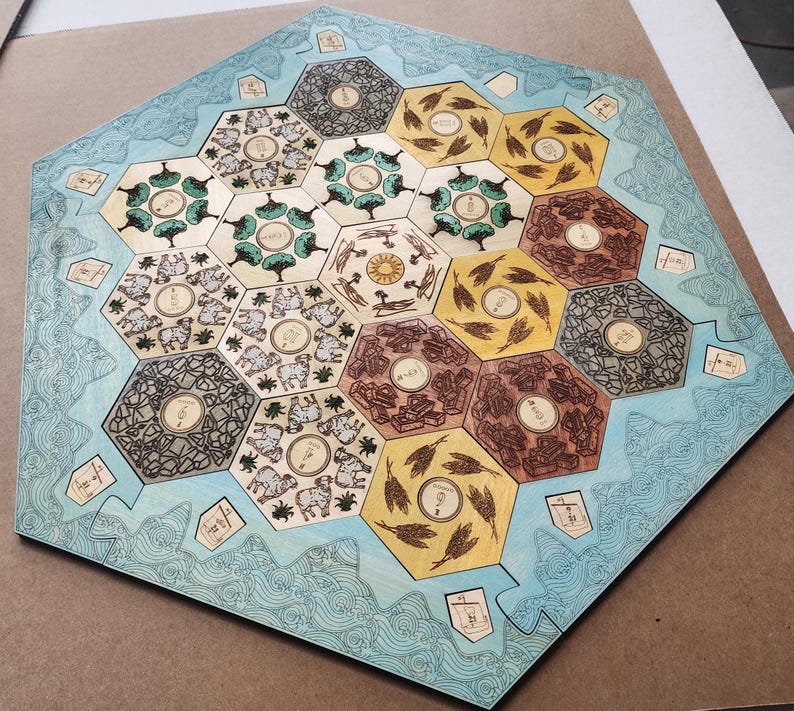 Settlers of Catan Custom Wood Game Board Premium Crafted Wood Art - Etsy