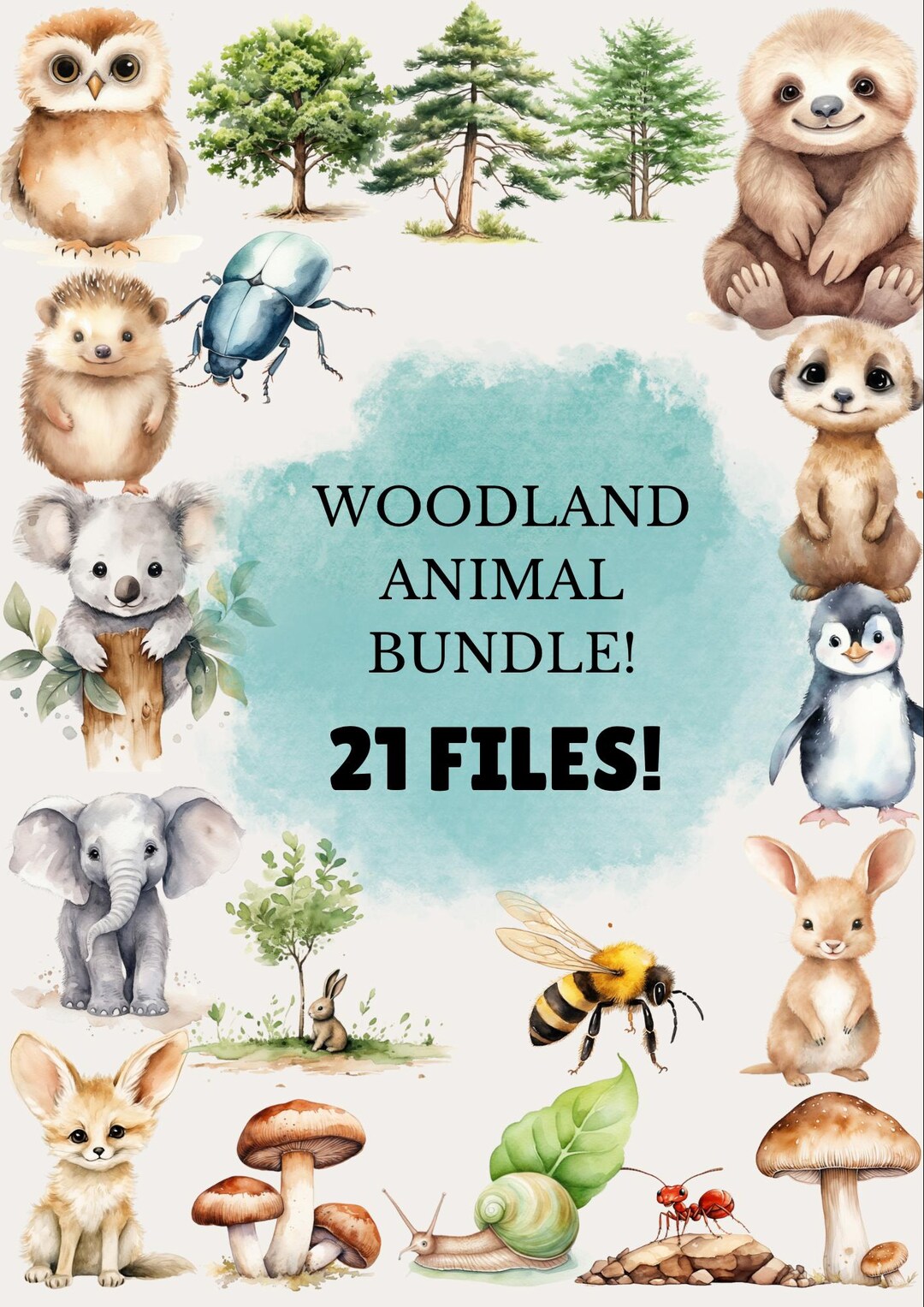 WOODLAND ANIMAL BUNDLE! 21 Files! Digital Download. Wall Decor. Nursery ...
