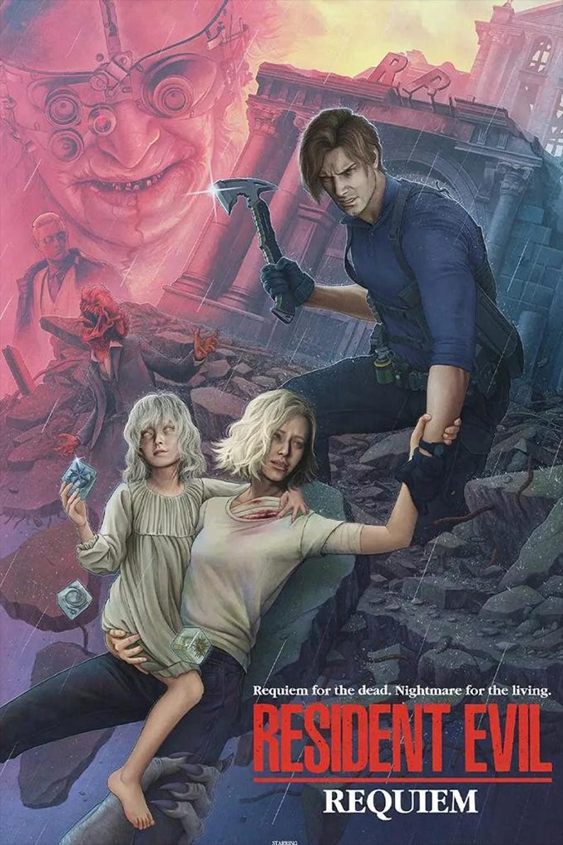 Resident Evil 9 Requiem Poster Horror Game Poster Dark Wall Art Retro ...