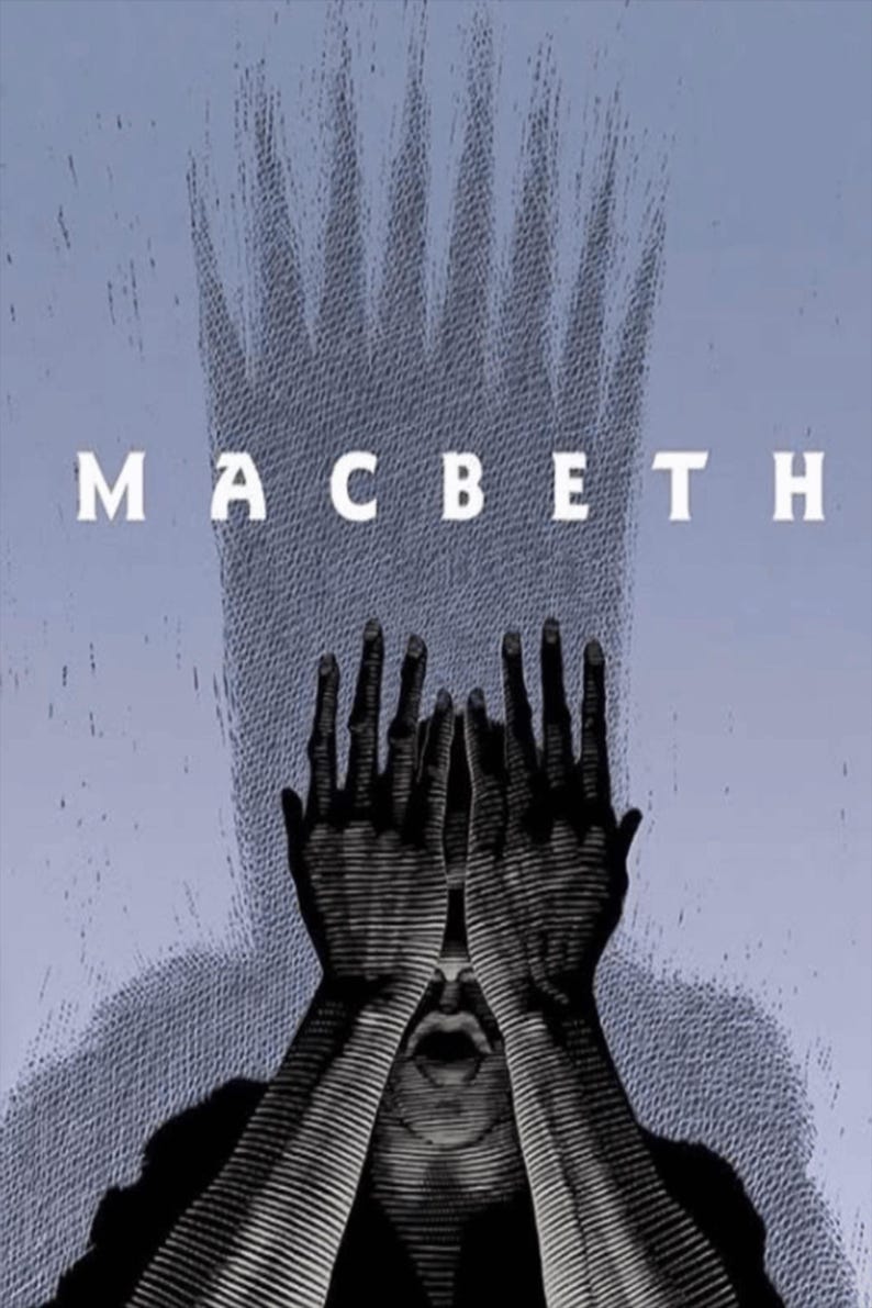 Macbeth Minimalist Theater Poster Shakespeare Tragedy Wall Art Print ...