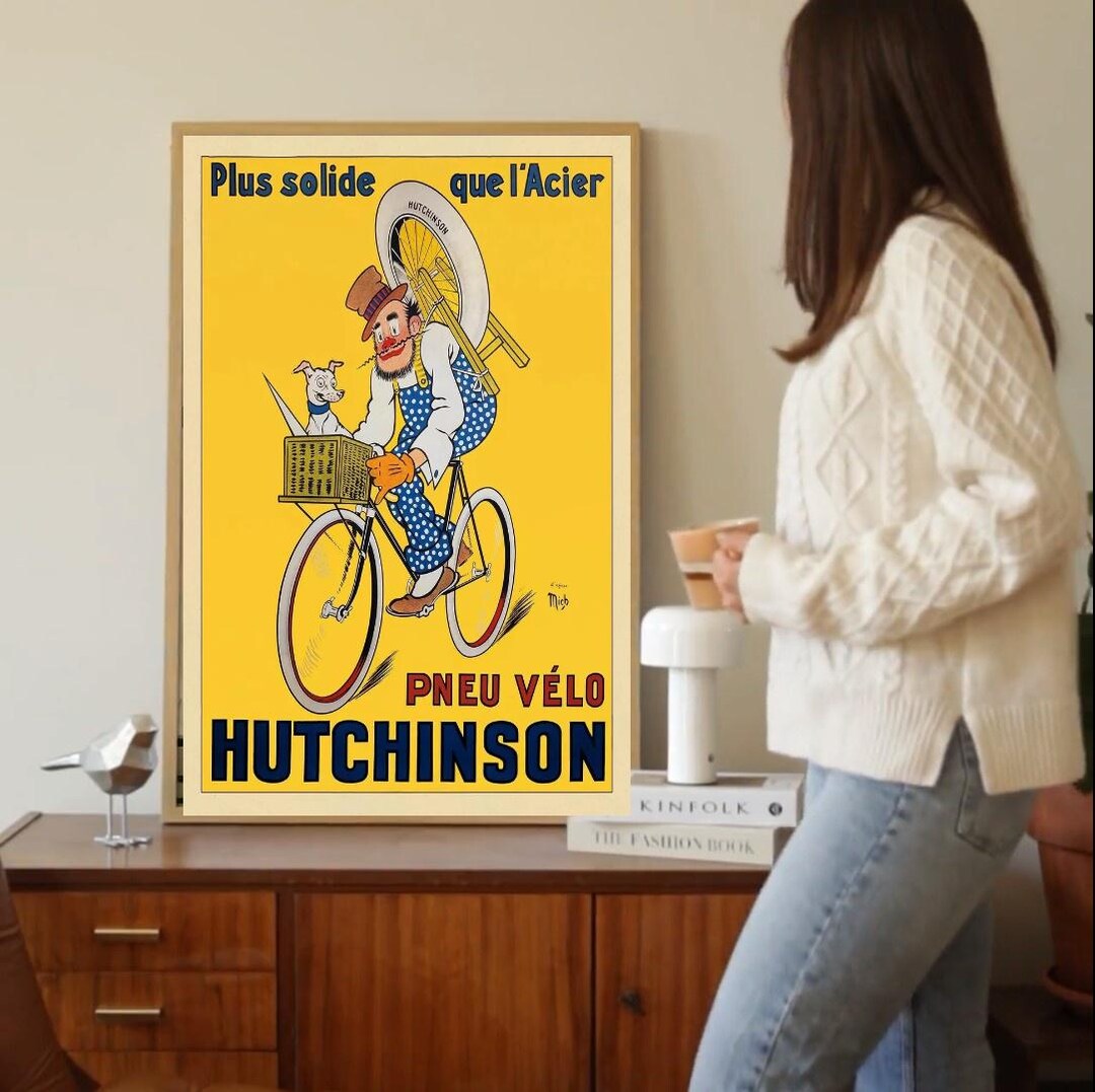 10 Vintage Style Mini Poster Print 1920s Pneu Velo Hutchinson French ...
