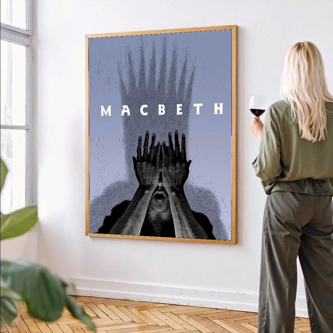Macbeth Minimalist Theater Poster Shakespeare Tragedy Wall Art Print ...