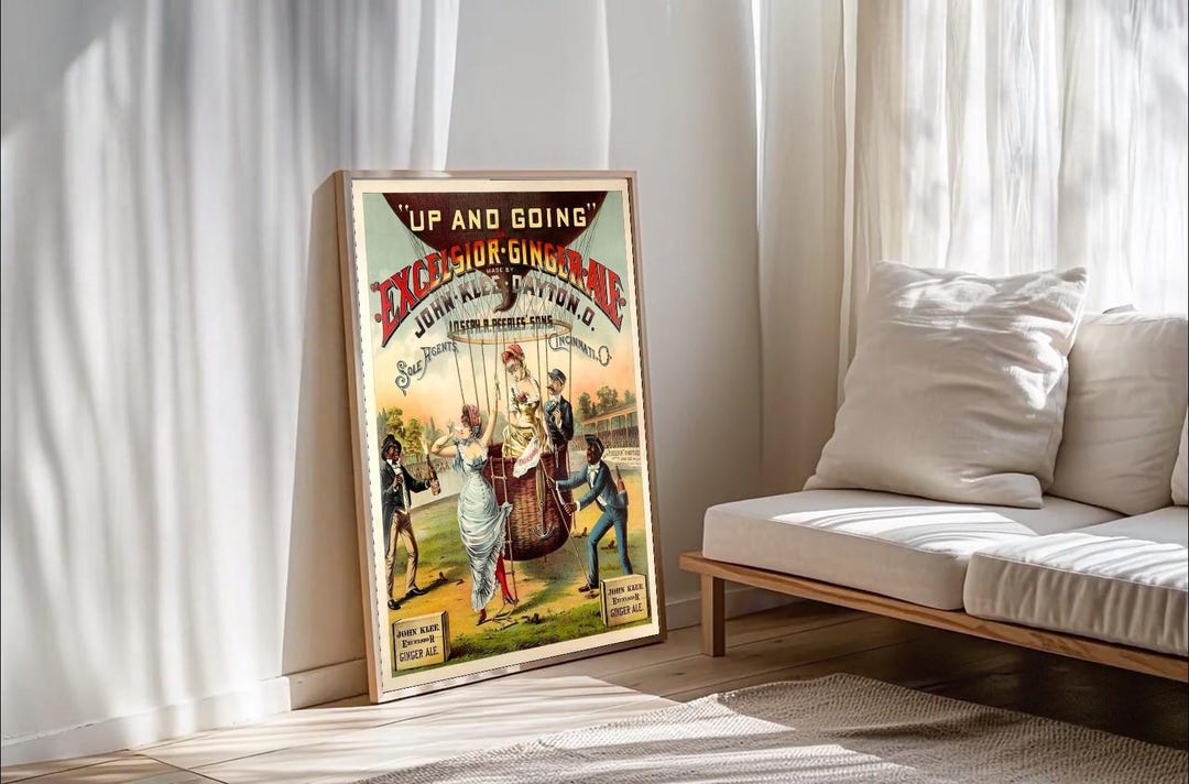 2 Vintage Advertising Poster Print Miniature 1885 Excelsior Ginger Ale ...