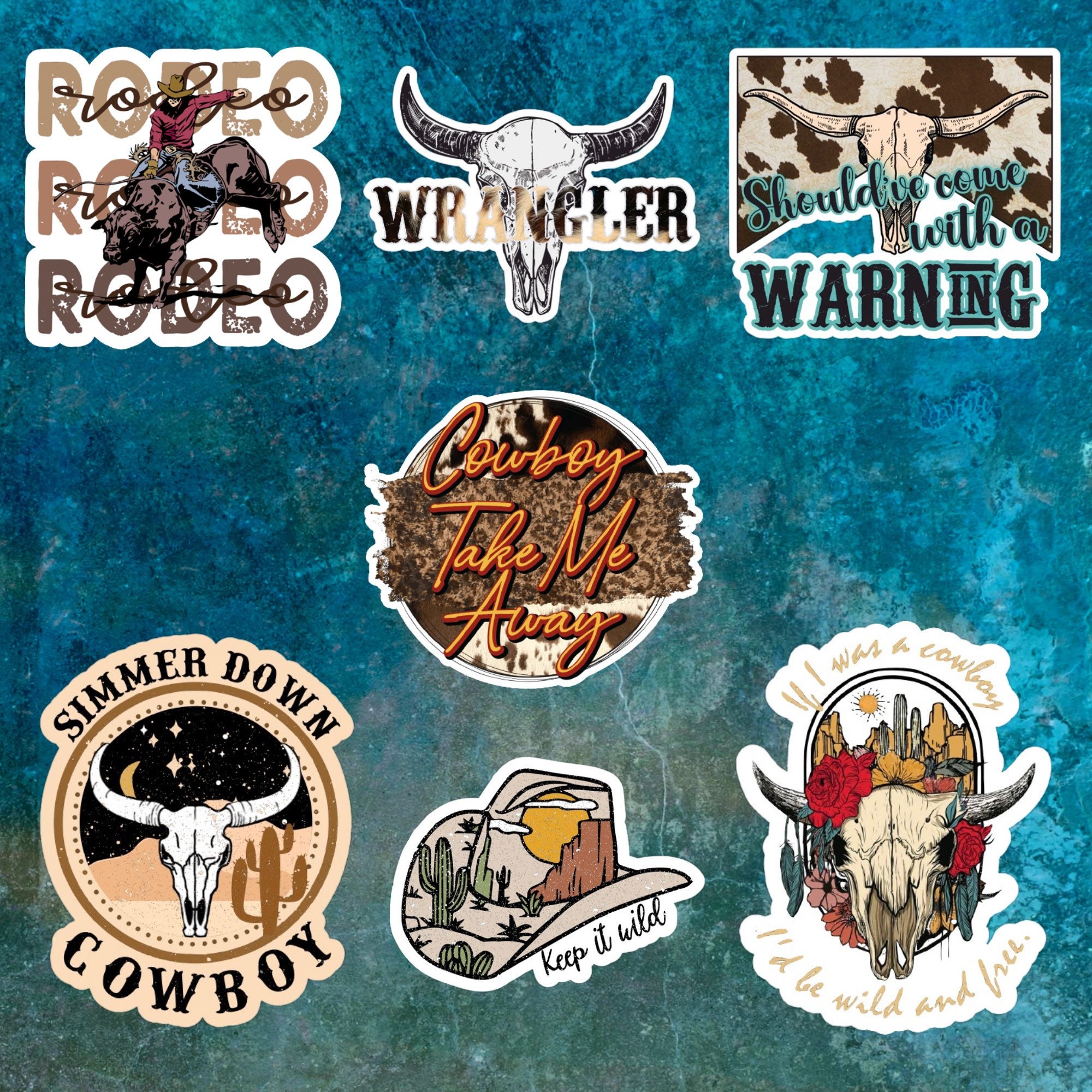 Cowgirl Waterproof Sticker Pack: Western Rodeo Art - Etsy