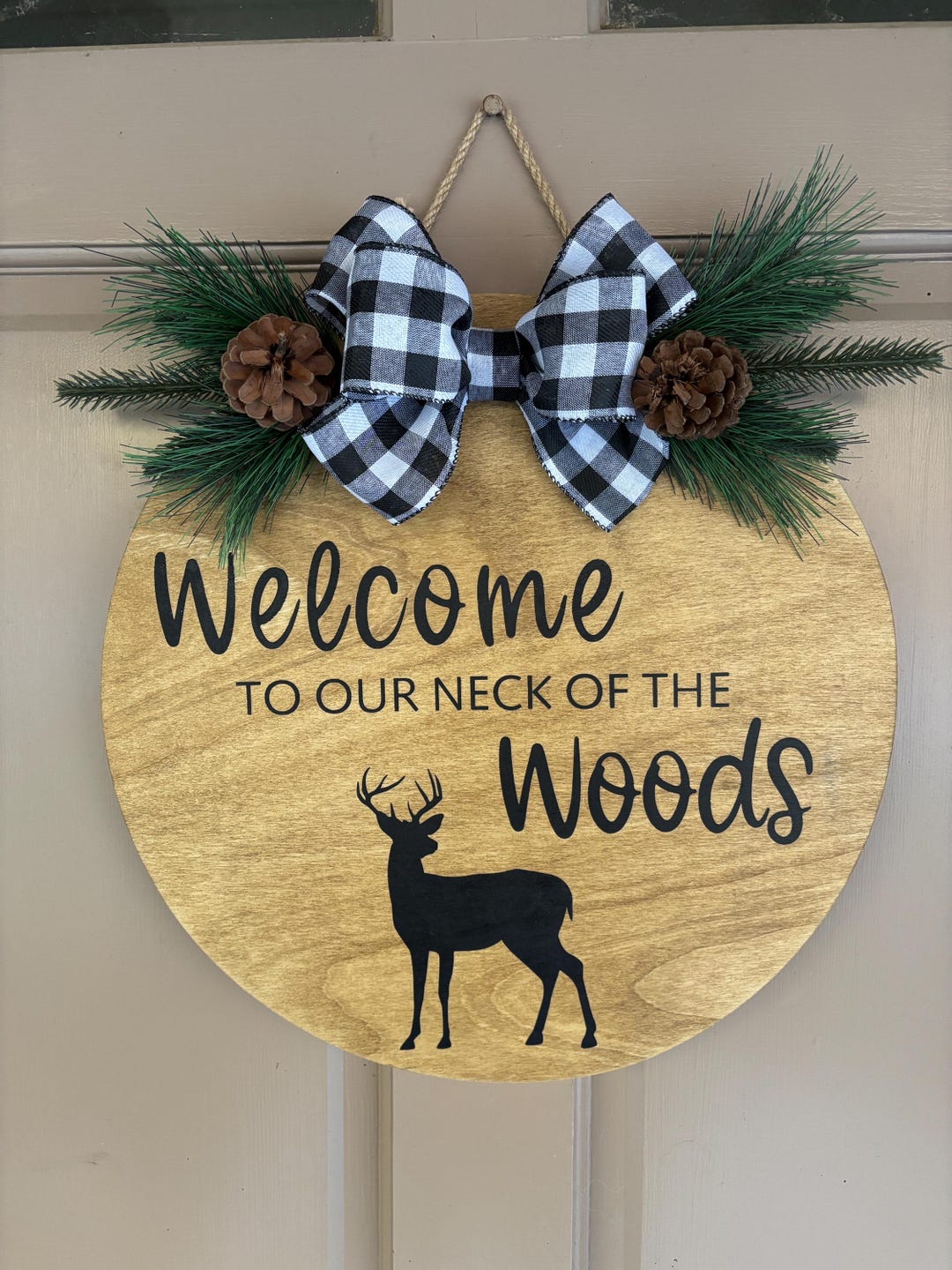 Deer Welcome Sign: Cabin Decor, Hunting Decor, Wooden Door Hanger - Etsy