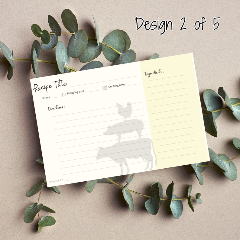 Farmhouse Recipe Card Template, Printable Recipe Card, 4 X 6 Size ...