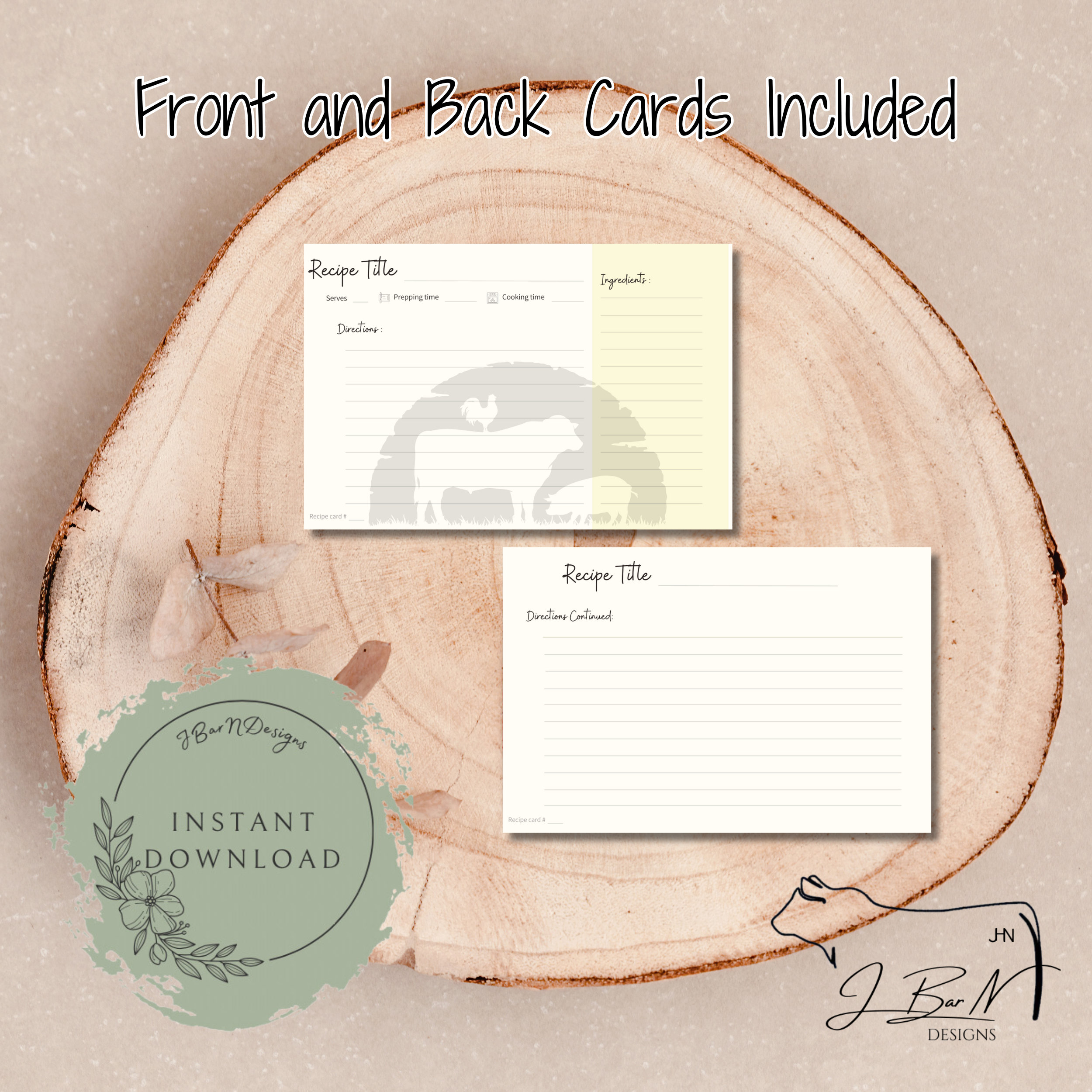 Farmhouse Recipe Card Template Printable Recipe Card 4 X 6 - Etsy
