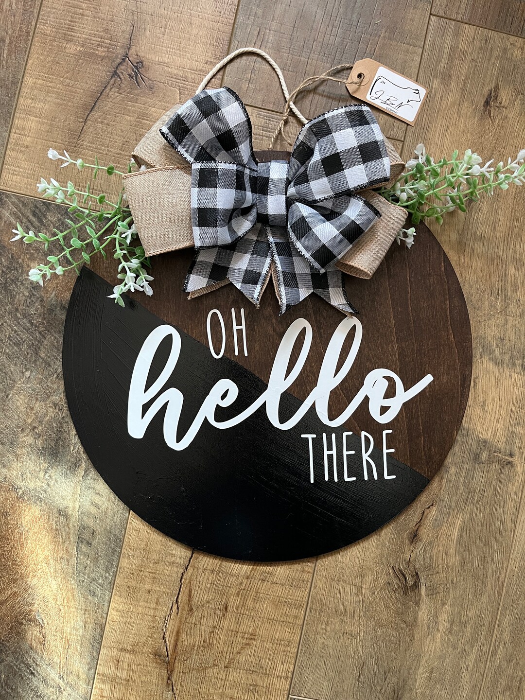 Oh Hello There Door Hanger: 14" Welcome Sign With Bow - Etsy