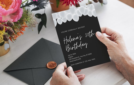 Adult Birthday Invitation Template Printable Birthday Etsy