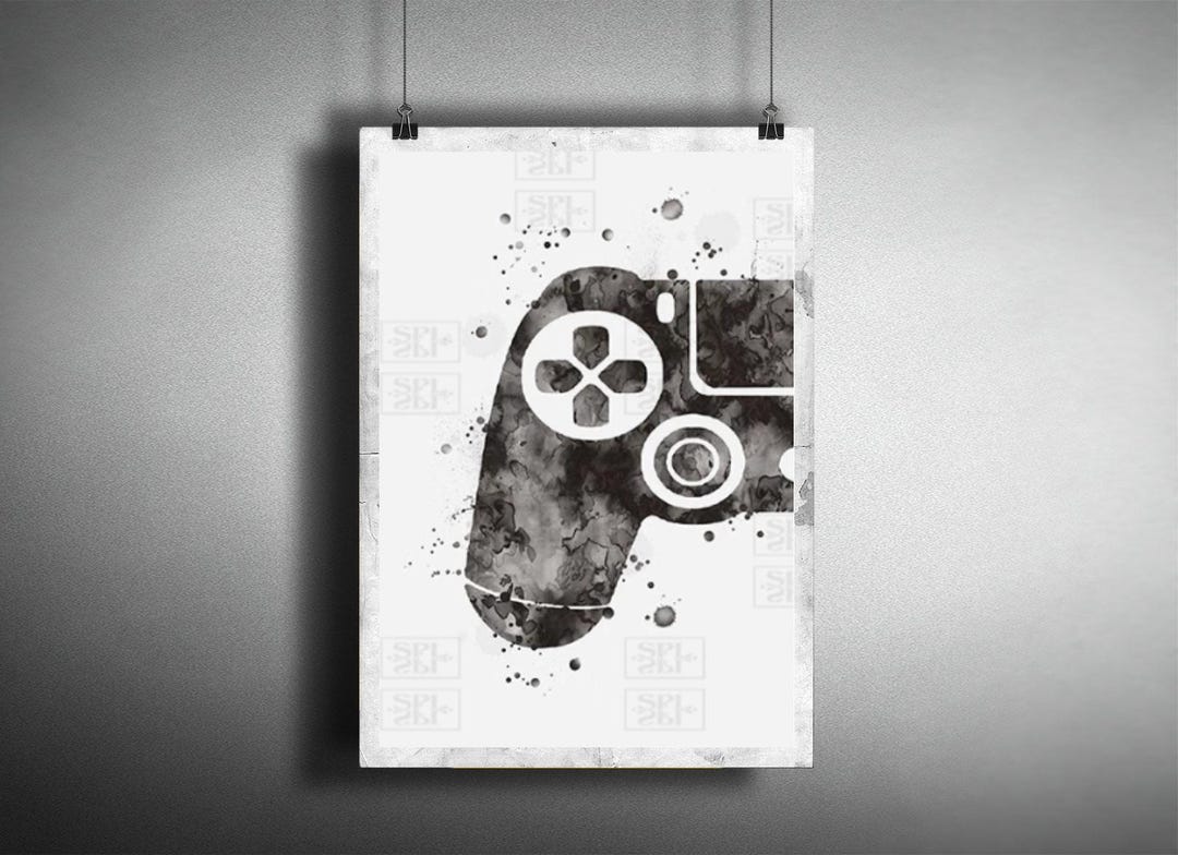 Boys Gaming Art Black White Gamepad Poster for Kids Room - Etsy