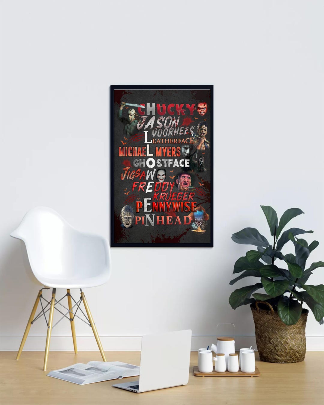 Horror Movie Characters Framed , Horror Friends Wall Art Decor ...