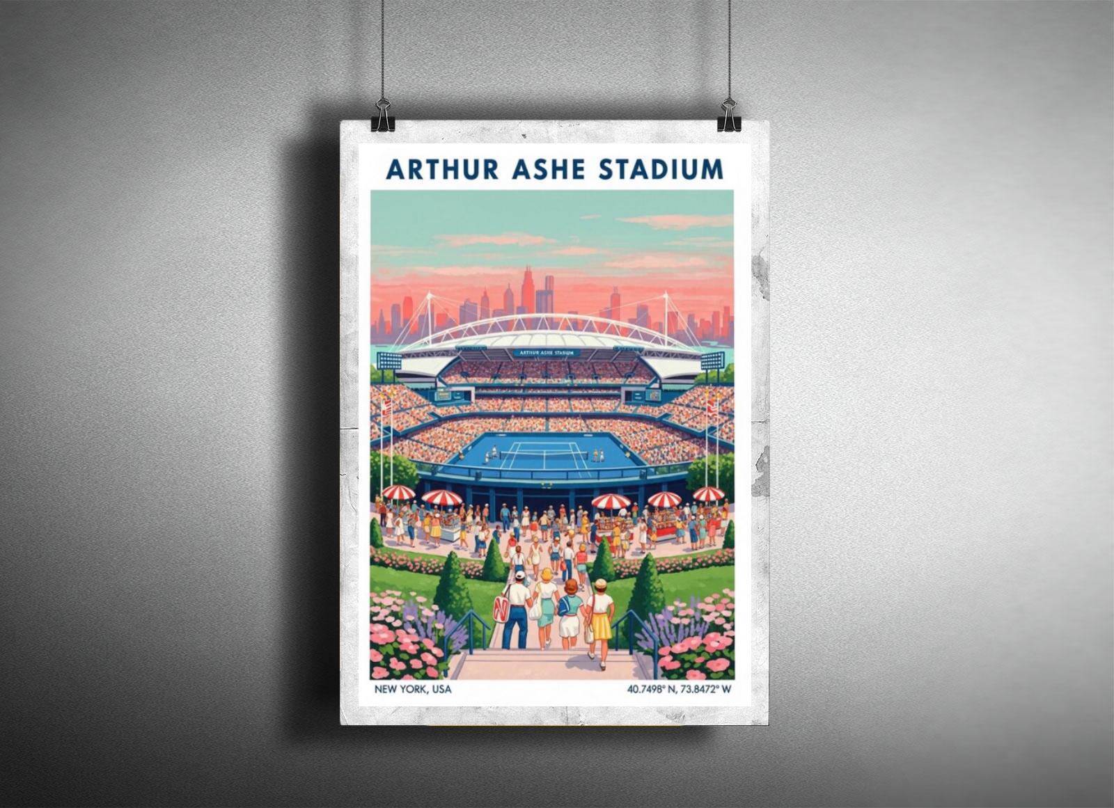Arthur Ashe Stadium Poster – New York Tennis Travel Art Print, Wall ...