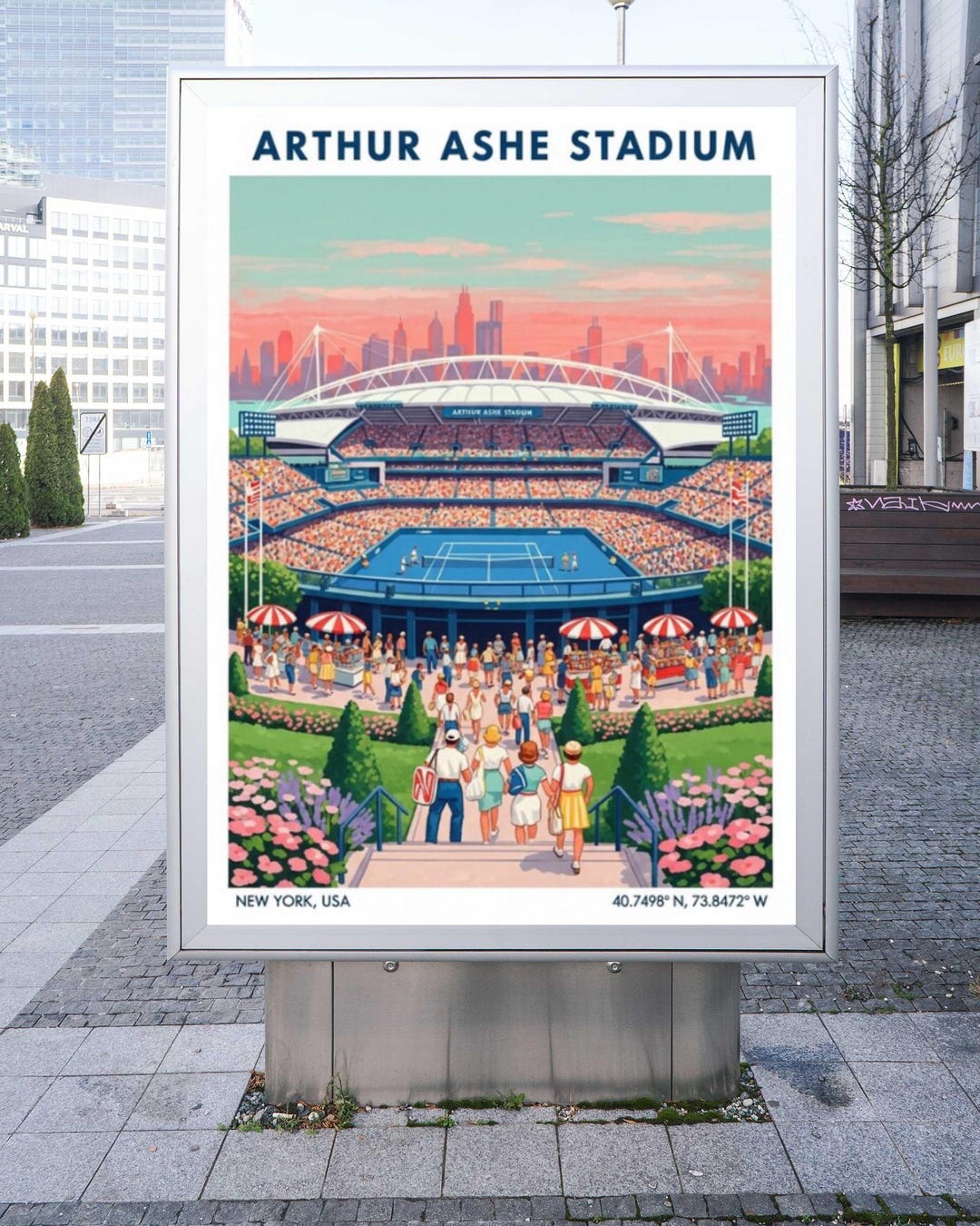 Arthur Ashe Stadium Poster – New York Tennis Travel Art Print, Wall ...
