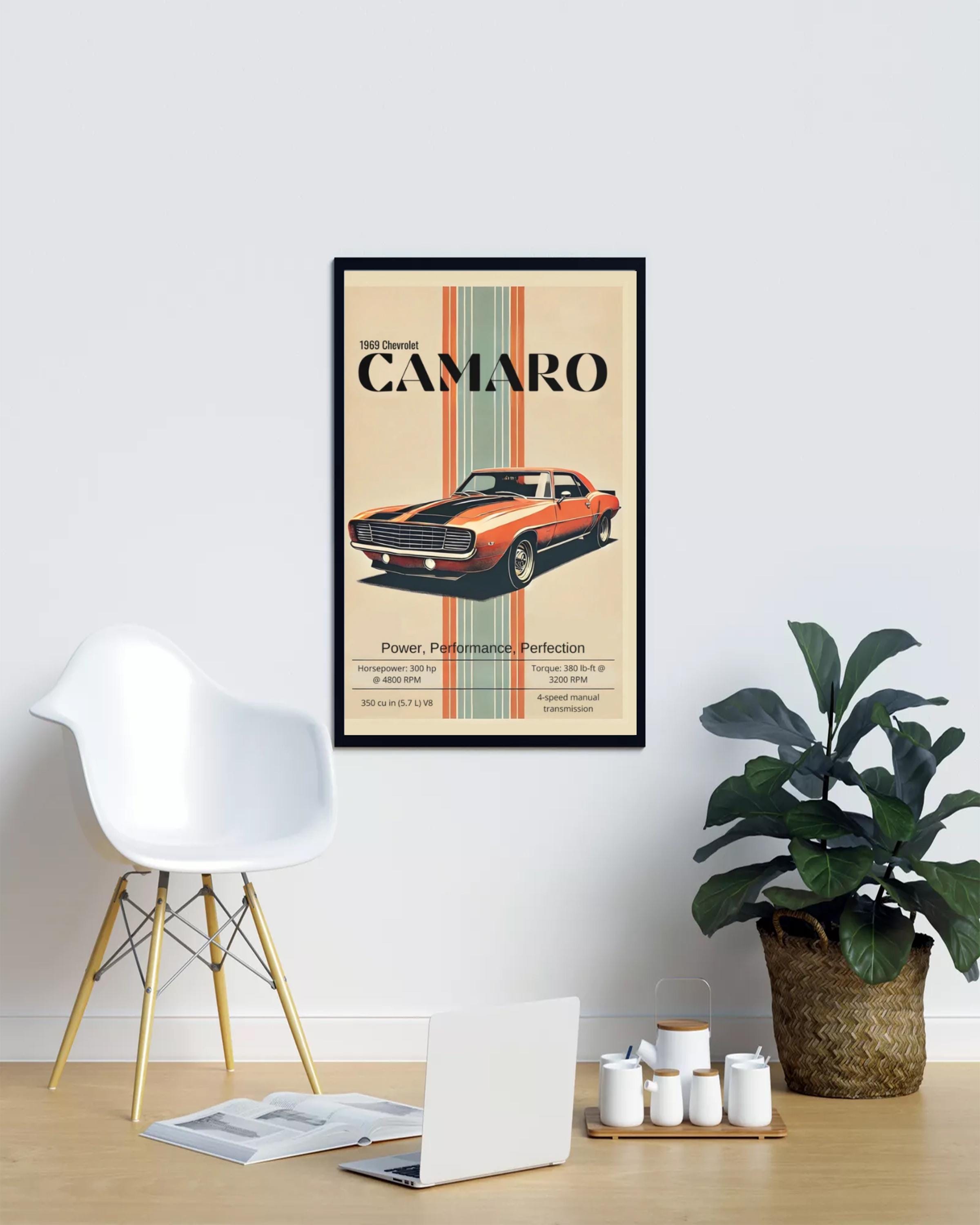 1969 Chevrolet Camaro Poster Vintage Race Car Nursery Wall Art Boys ...