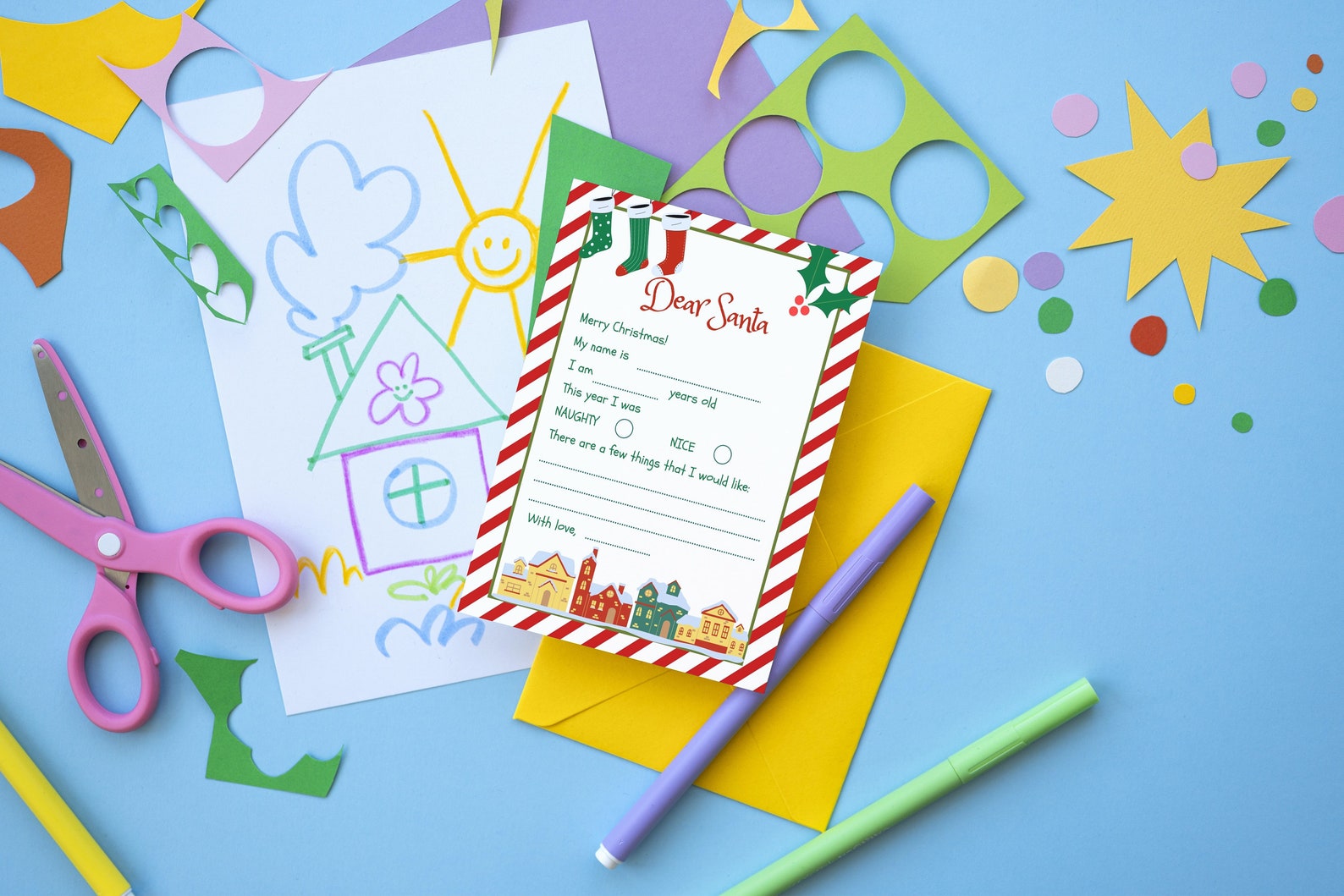 Christmas Kids Letter for Santa Digital Letter for Holidays Printable ...