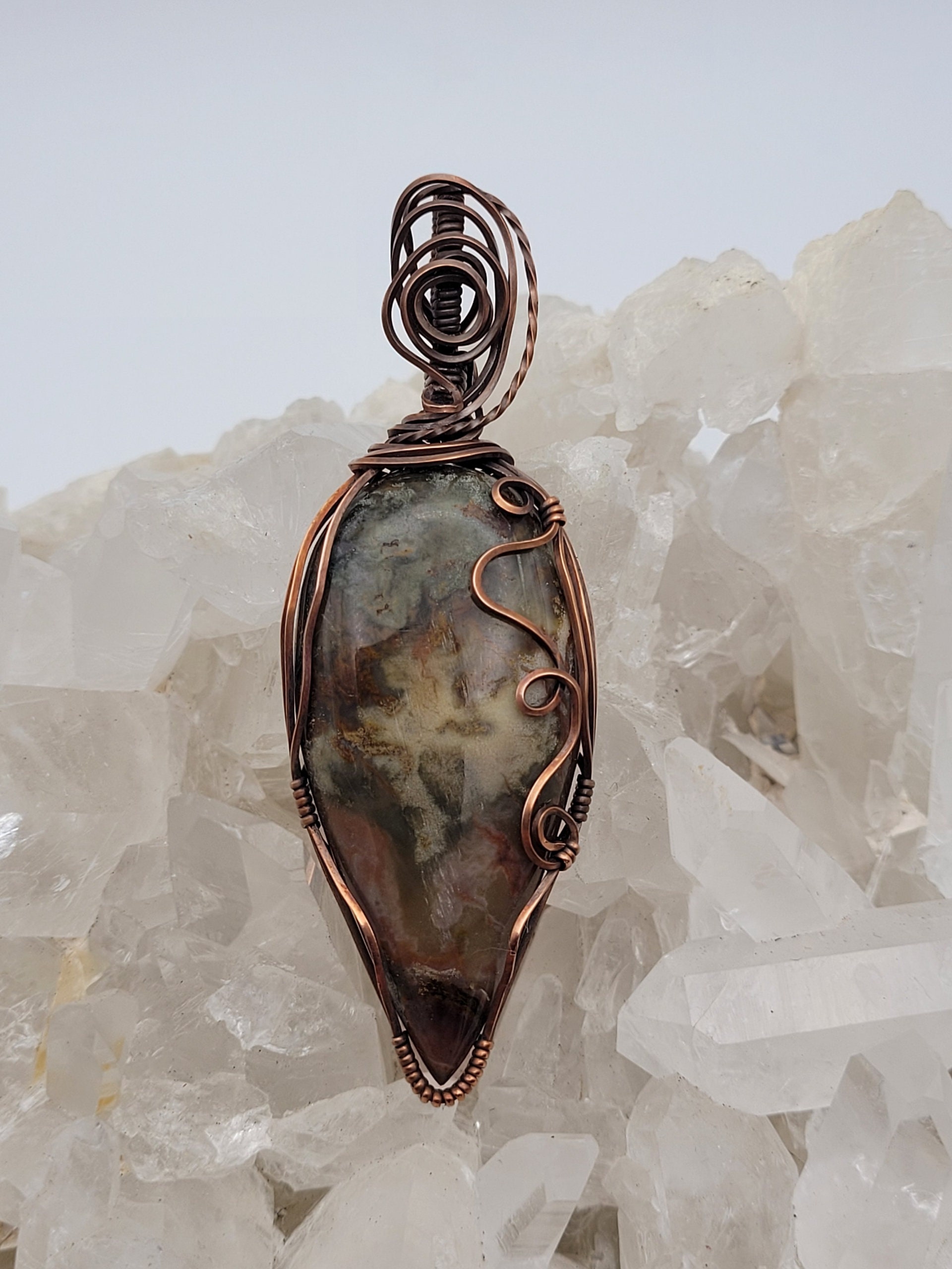 Coprolite, Agatized Dinosaur Dung Pendant, Copper Wire Wrapped Fossil ...