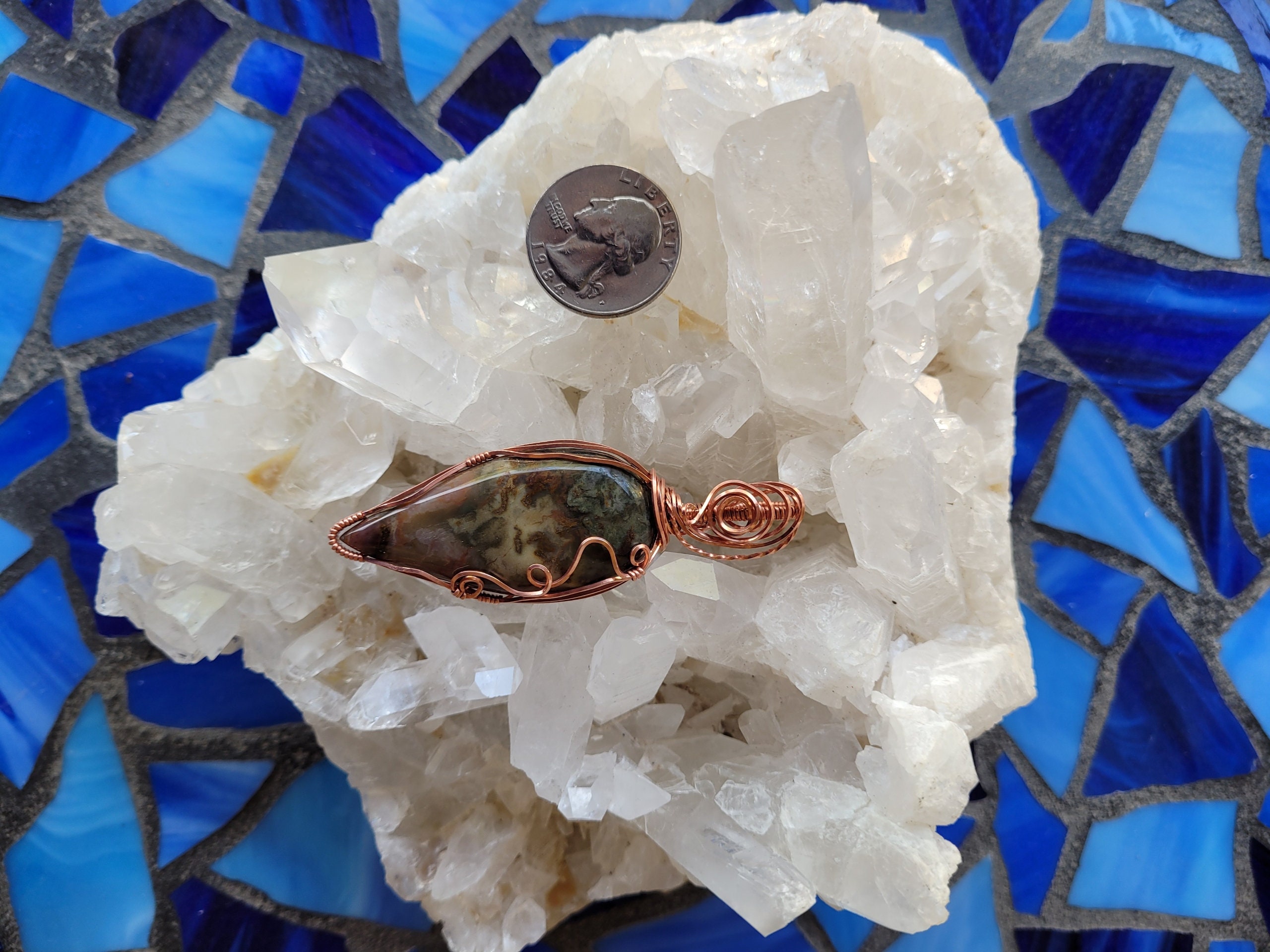 Coprolite, Agatized Dinosaur Dung Pendant, Copper Wire Wrapped Fossil ...